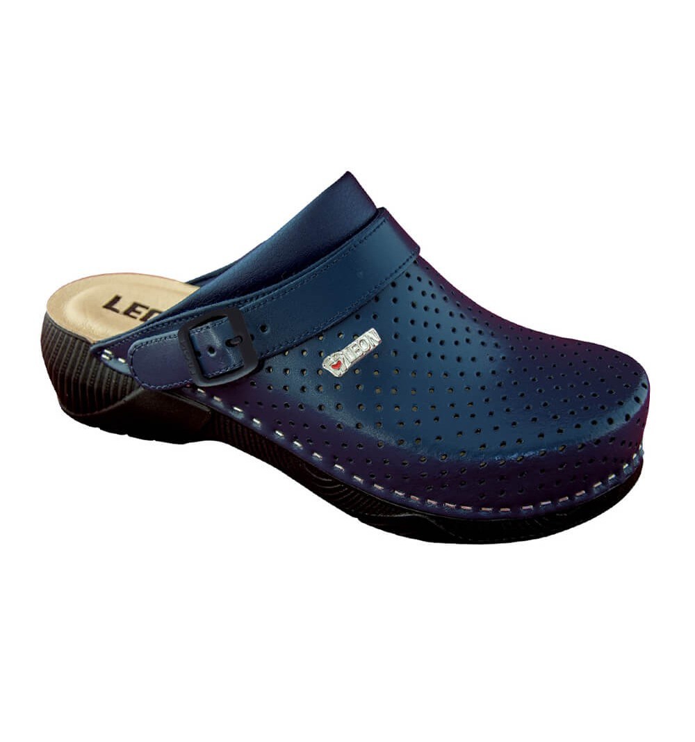 Saboti medicali, de dama, din piele, albastru inchis, Leon 3300