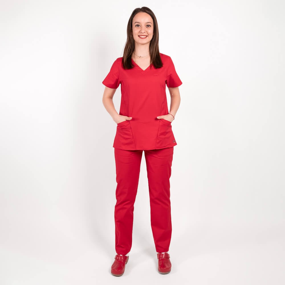 Costum medical Lotus Flex, stretch, rosu, CVC-NP4 CVC-SP2
